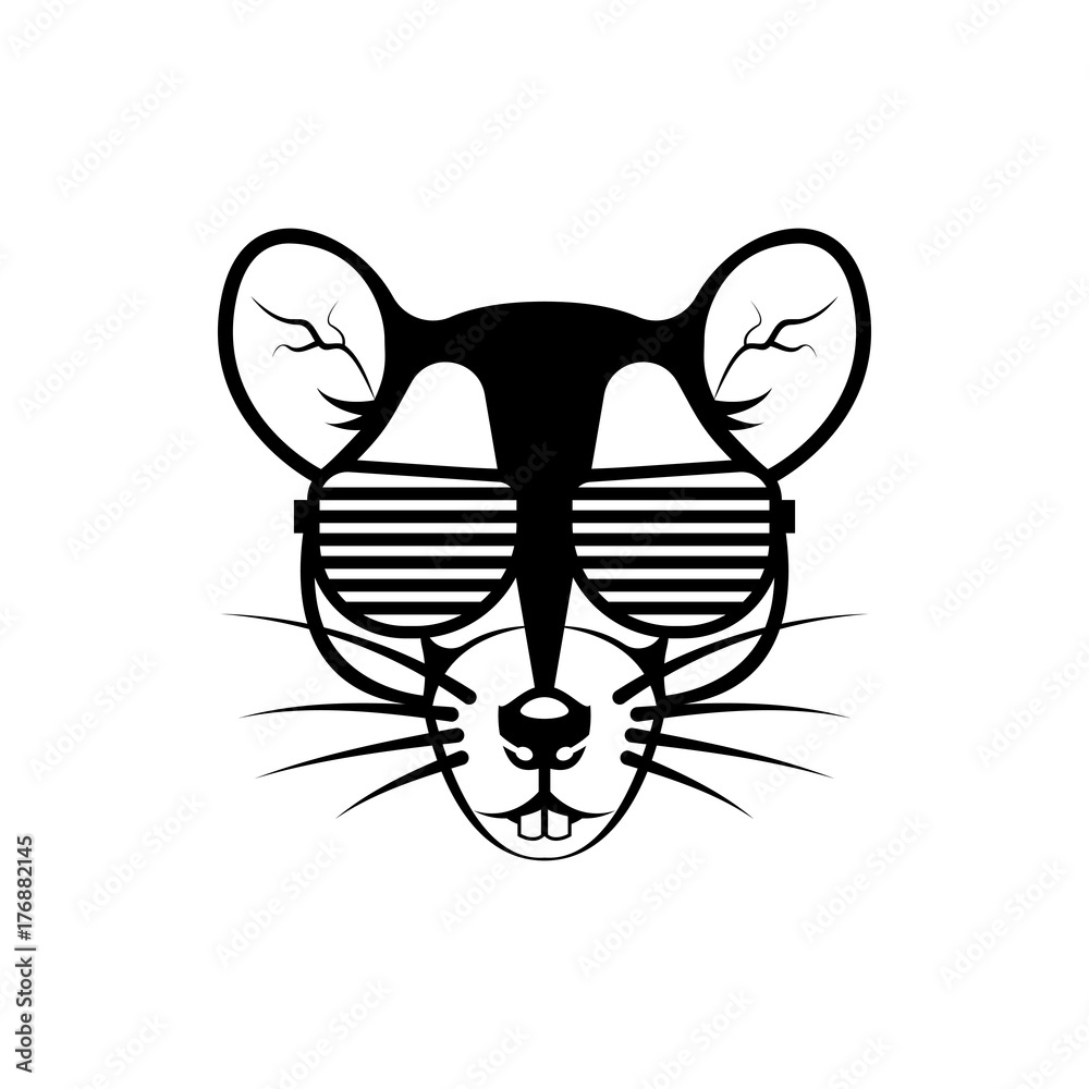 Vector rat head, face for retro logos, emblems, badges, labels template ...