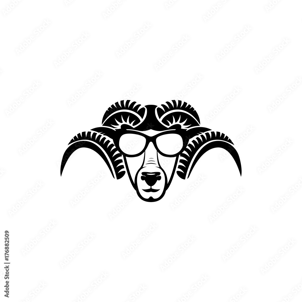 Vector ram head, face for retro logos, emblems, badges, labels template ...