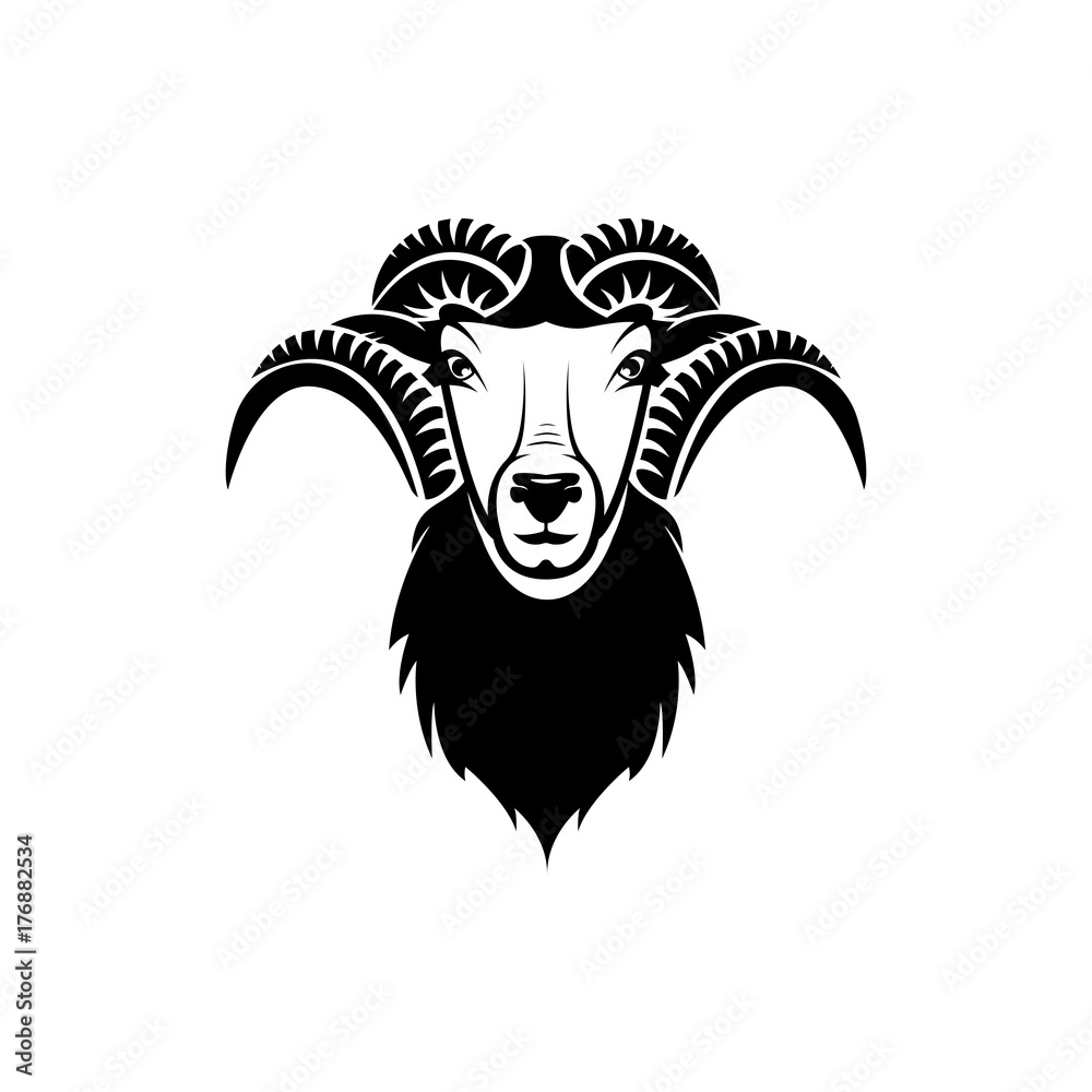 Vector ram head, face for retro logos, emblems, badges, labels template ...