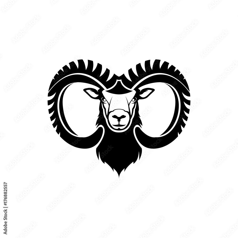 Vector ram head, face for retro logos, emblems, badges, labels template ...