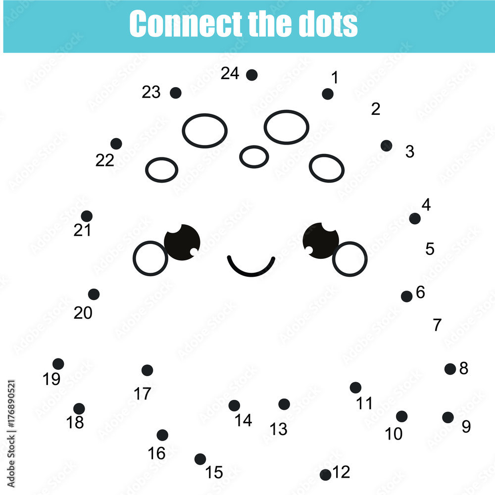Connect the dots by numbers children educational game. Printable ...
