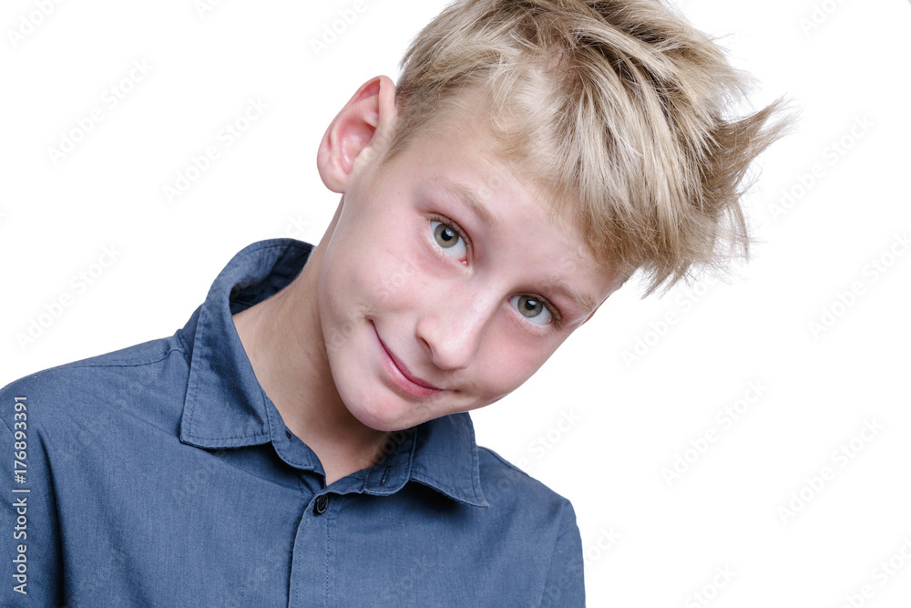 Happy smiling 10-years old boy Stock Photo | Adobe Stock