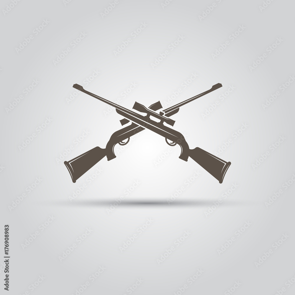 Two crossed hunting rifle, sniper rifle isolated vector element Stock ...