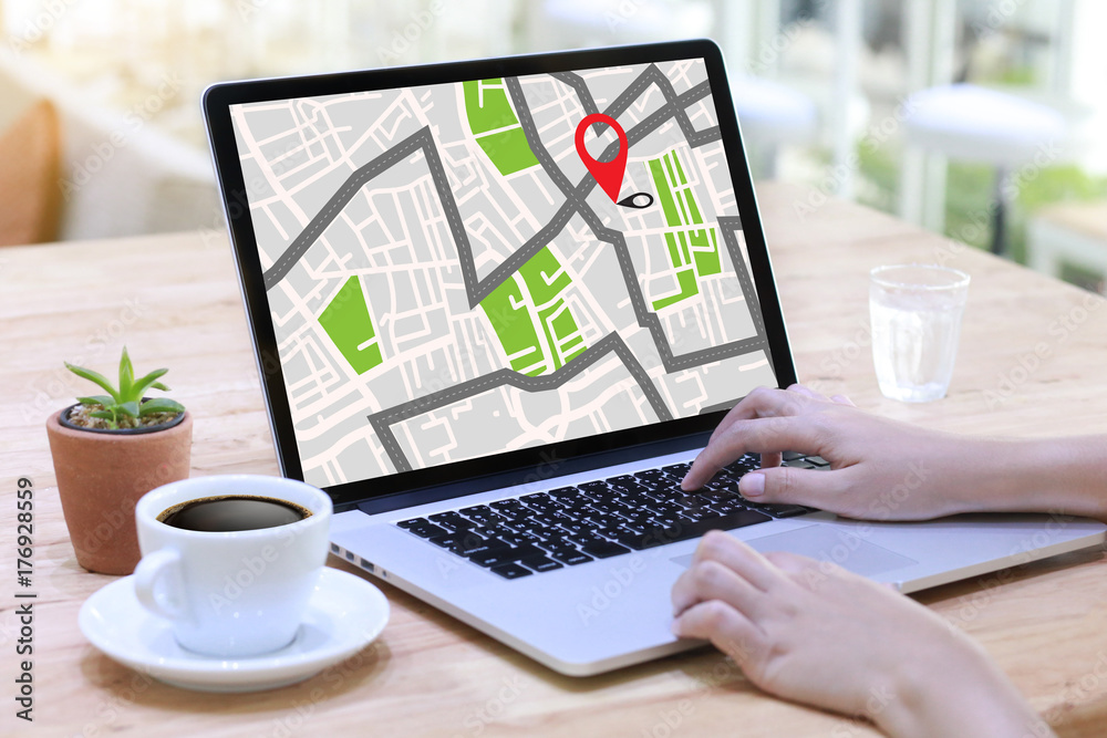 GPS Map to Route Destination network connection Location Street Map ...