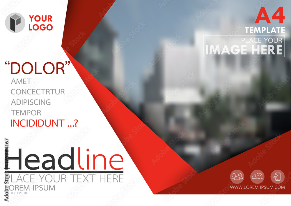 Red and white flyer cover business brochure vector design, Leaflet ...