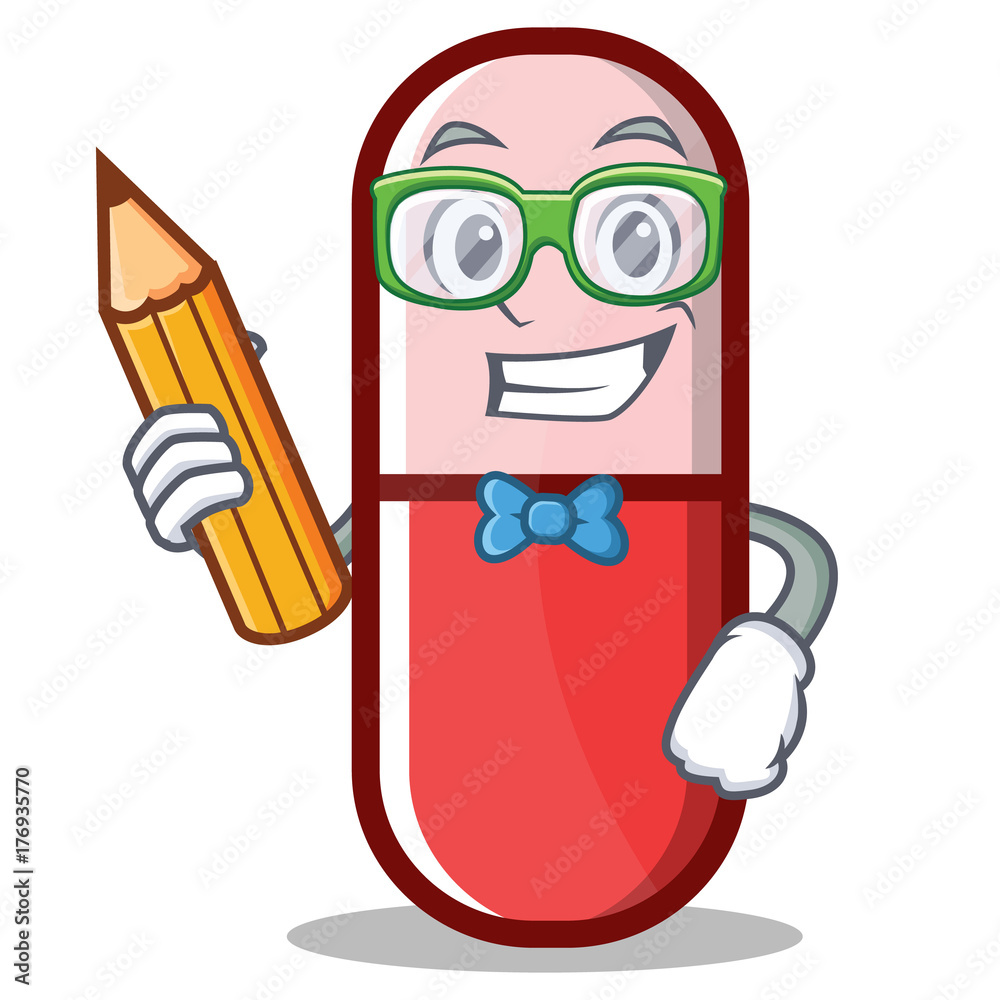 Student pill capsule cartoon character Stock Vector | Adobe Stock