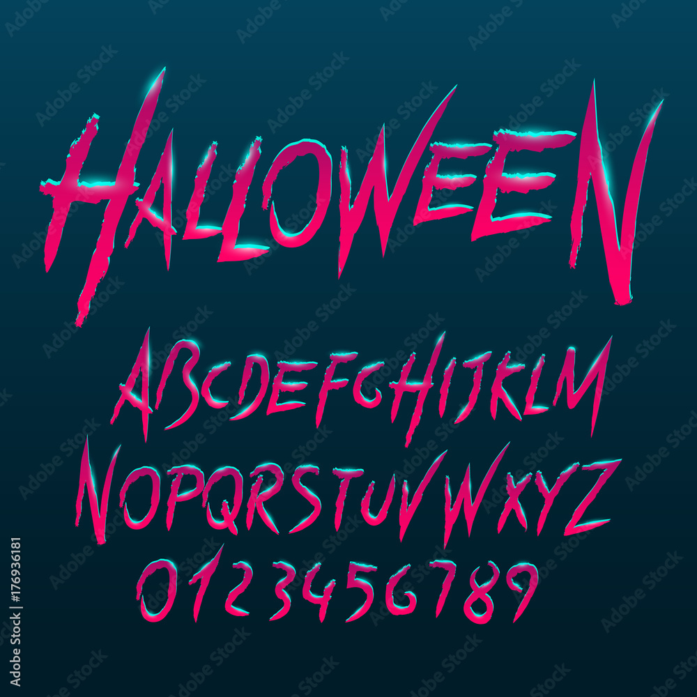 Halloween font, Letters and Numbers Stock Vector | Adobe Stock