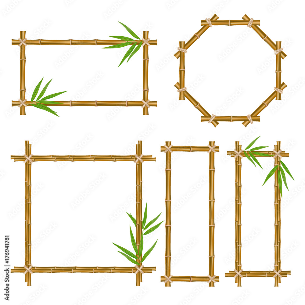 Vector bamboo frame set Stock Vector | Adobe Stock