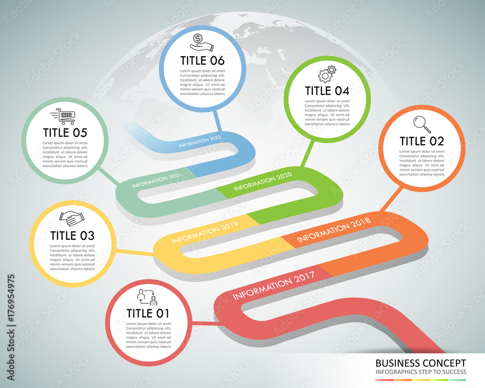 Design infographic template 6 options. Business concept can be used for ...