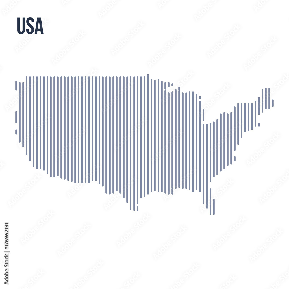 Vector abstract hatched map of the United States of America with ...