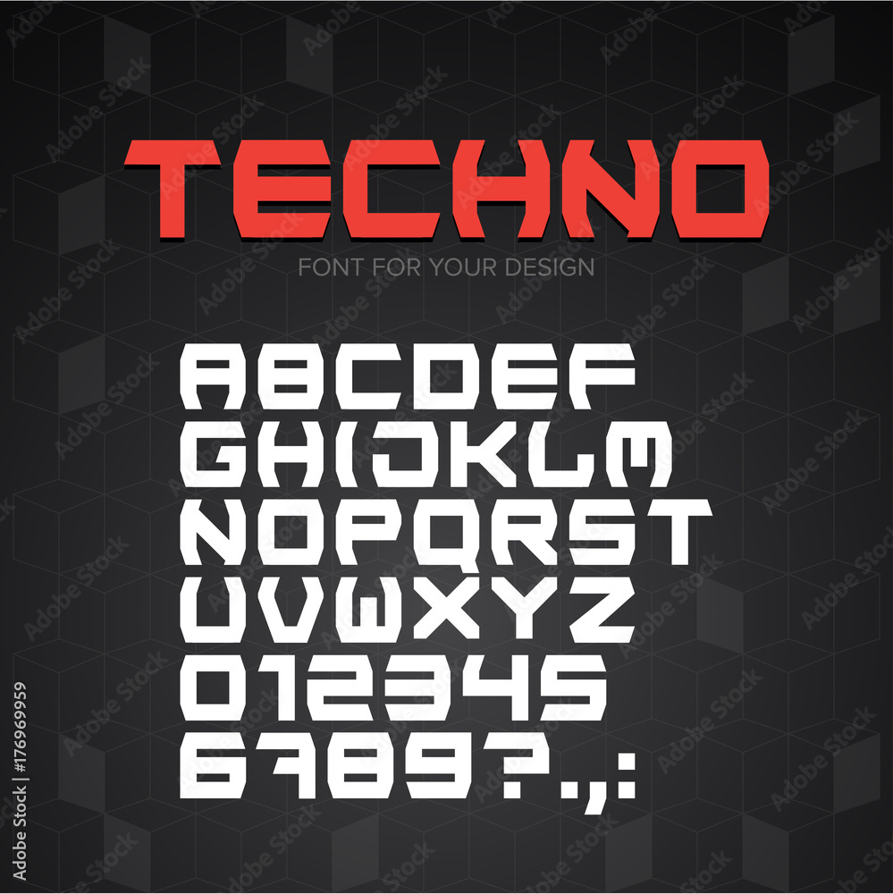 Technology font. Geometric, sport, futuristic, future techno alphabet ...