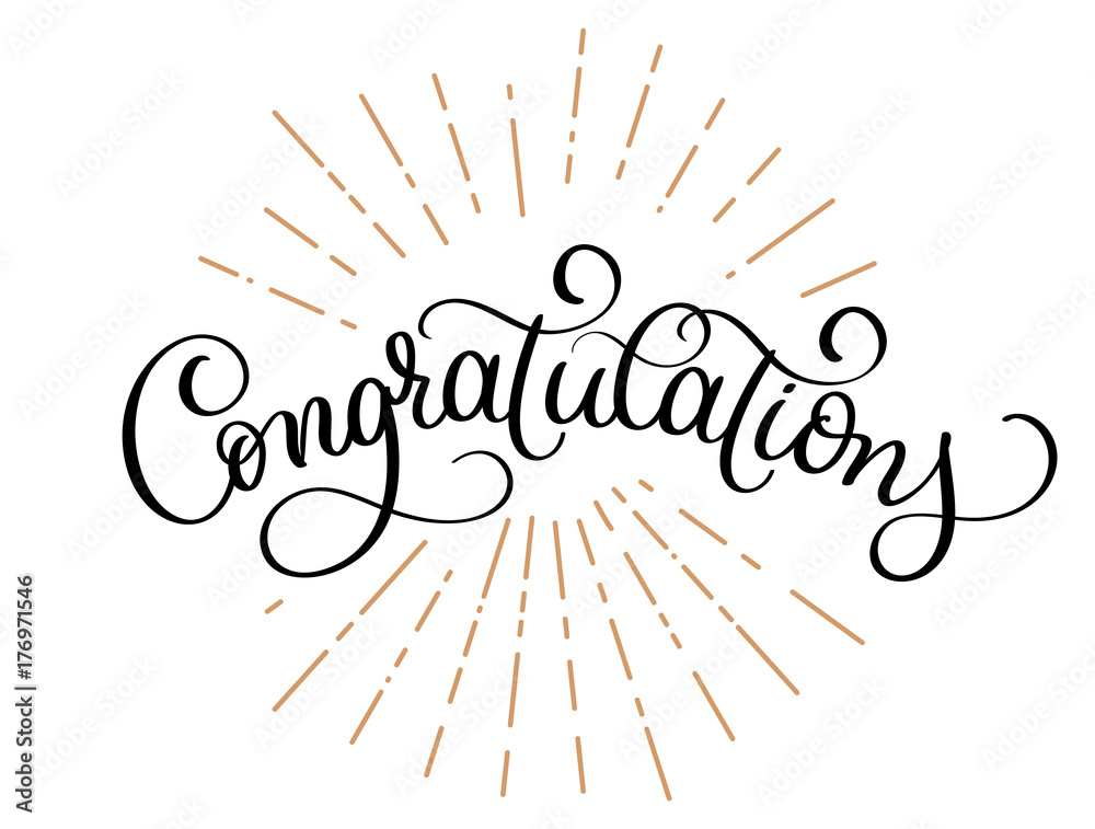 Congratulations calligraphy vector Hand written text. Lettering ...