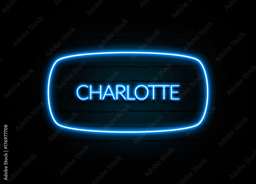 Charlotte - colorful Neon Sign on brickwall Stock Illustration | Adobe ...