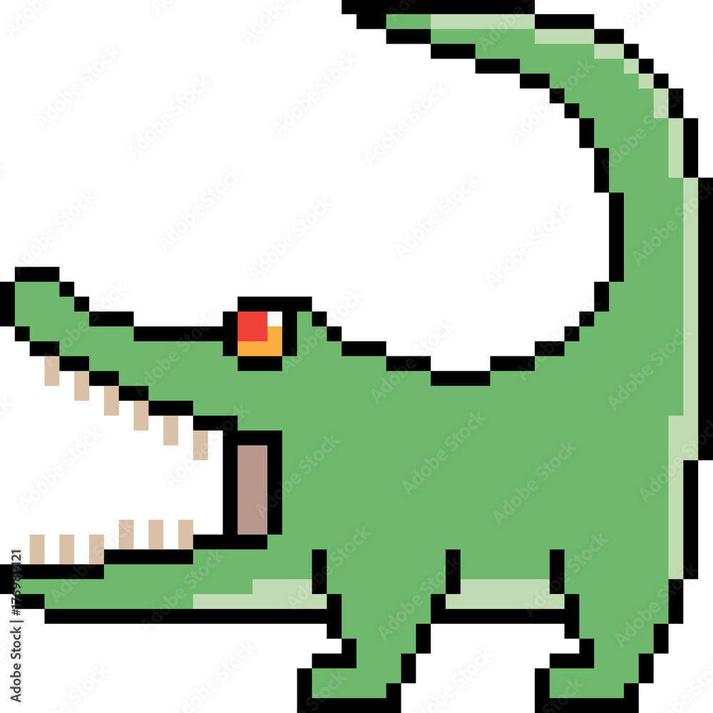 vector pixel art crocodile Stock Vector | Adobe Stock