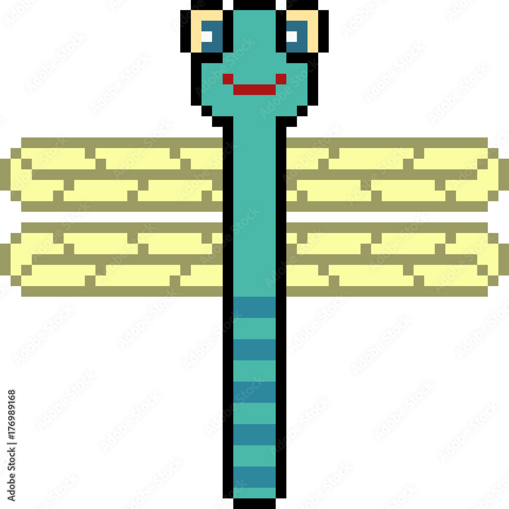 vector pixel art dragonfly Stock Vector | Adobe Stock