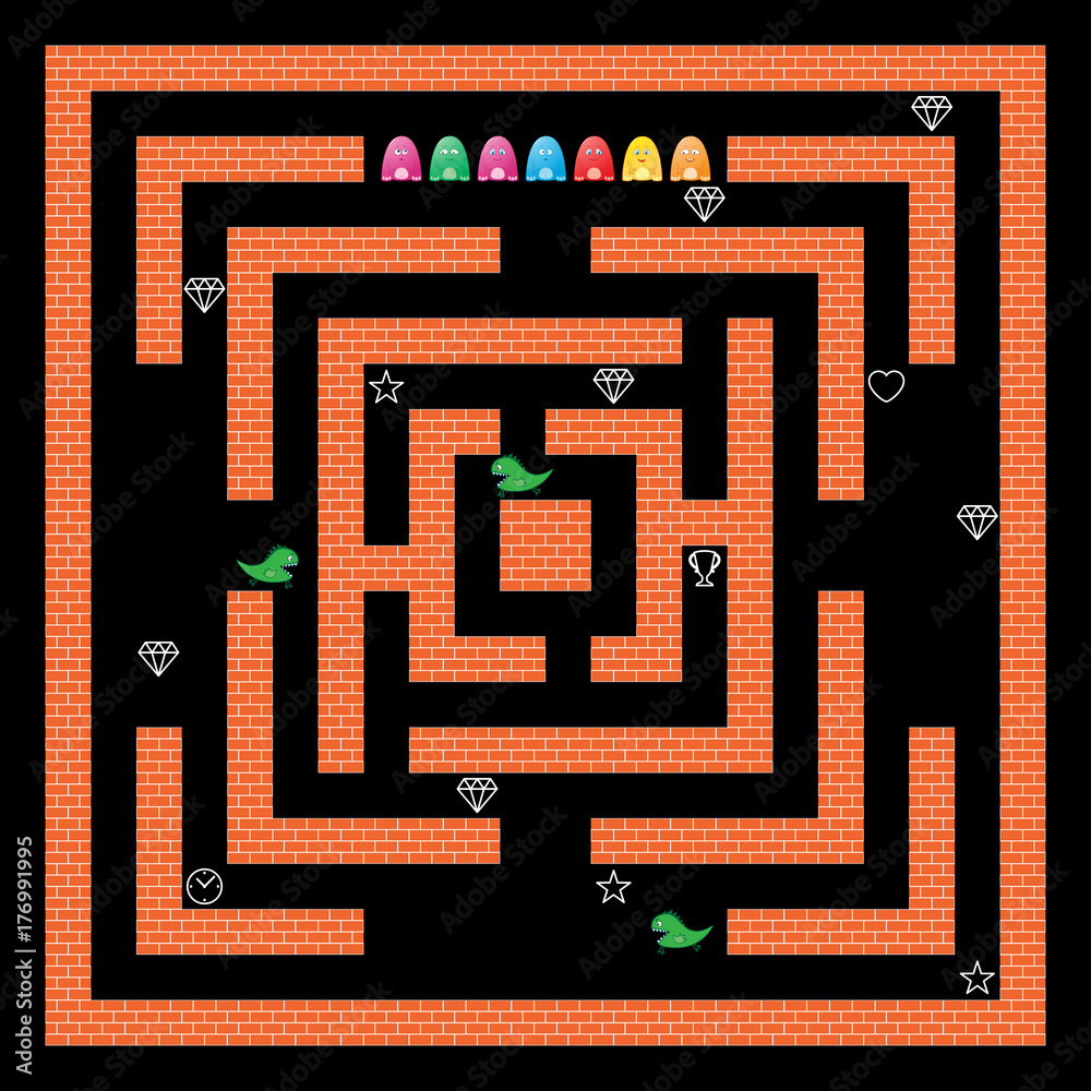 Monsters Maze Game Vector Design Stock Vector | Adobe Stock