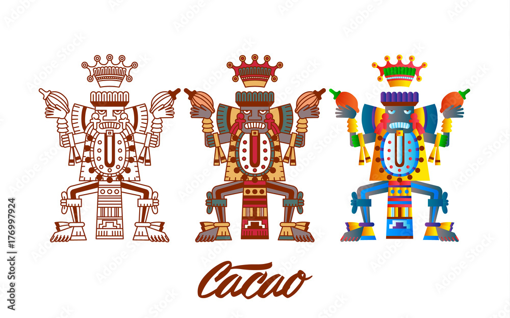 Vector illustration aztec cacao pattern for chocolate package design ...
