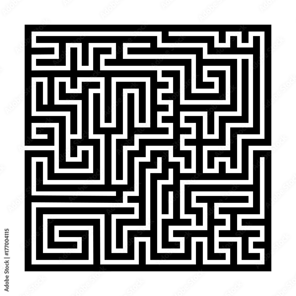 Square maze labyrinth. Black thick outline. Vector illustration Stock ...