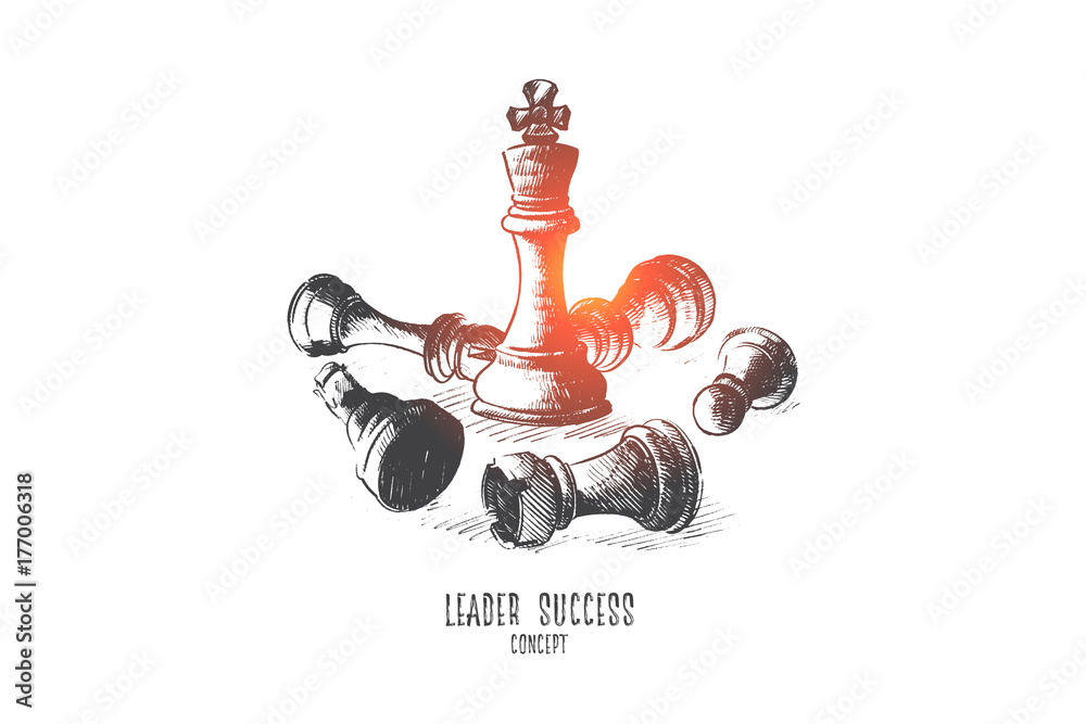 Leader success concept. Hand drawn queen chess figure as symbol of ...