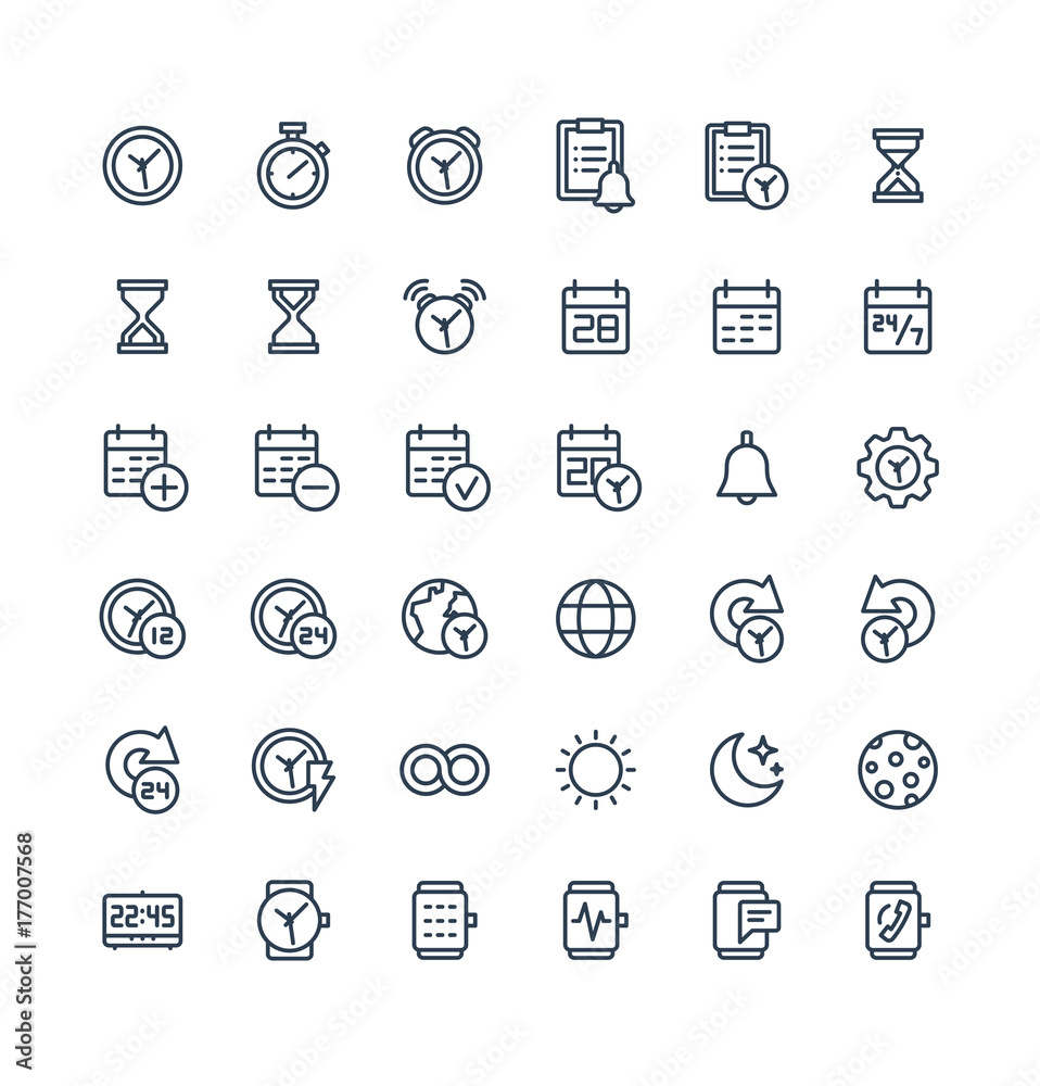 Vector thin line icons set and graphic design elements. Illustration ...
