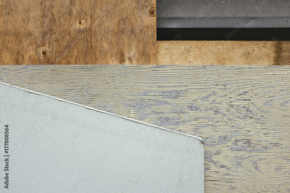 Pieces of discarded plywood and drywall Stock Photo | Adobe Stock