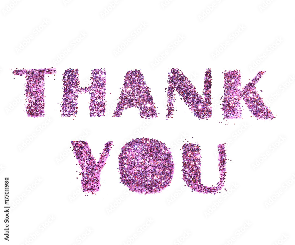 Thank You, letters of purple glitter isolated on white background Stock ...