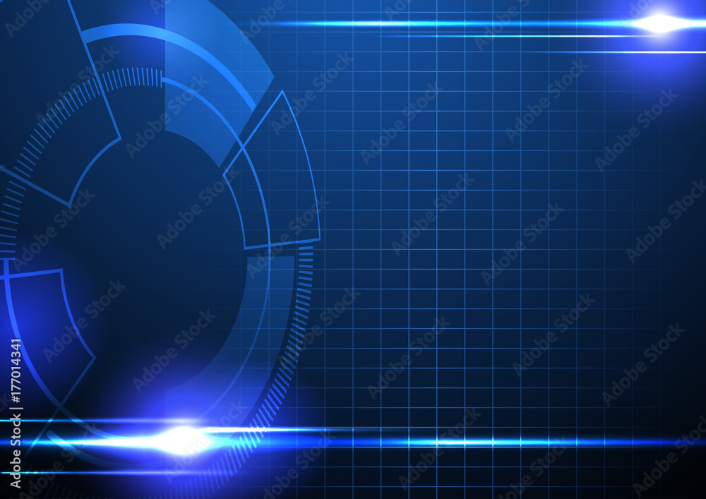 Circle technology with glowing light effect on digital background Stock ...