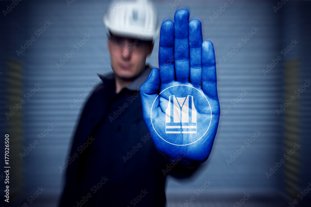 STOP! Gebotszeichen Warnweste benutzen Piktogramm Arbeitssicherheit ...