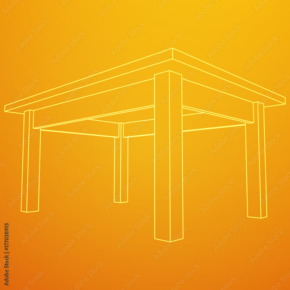 Table furniture wireframe blueprint. Linear outline pedestal vector ...