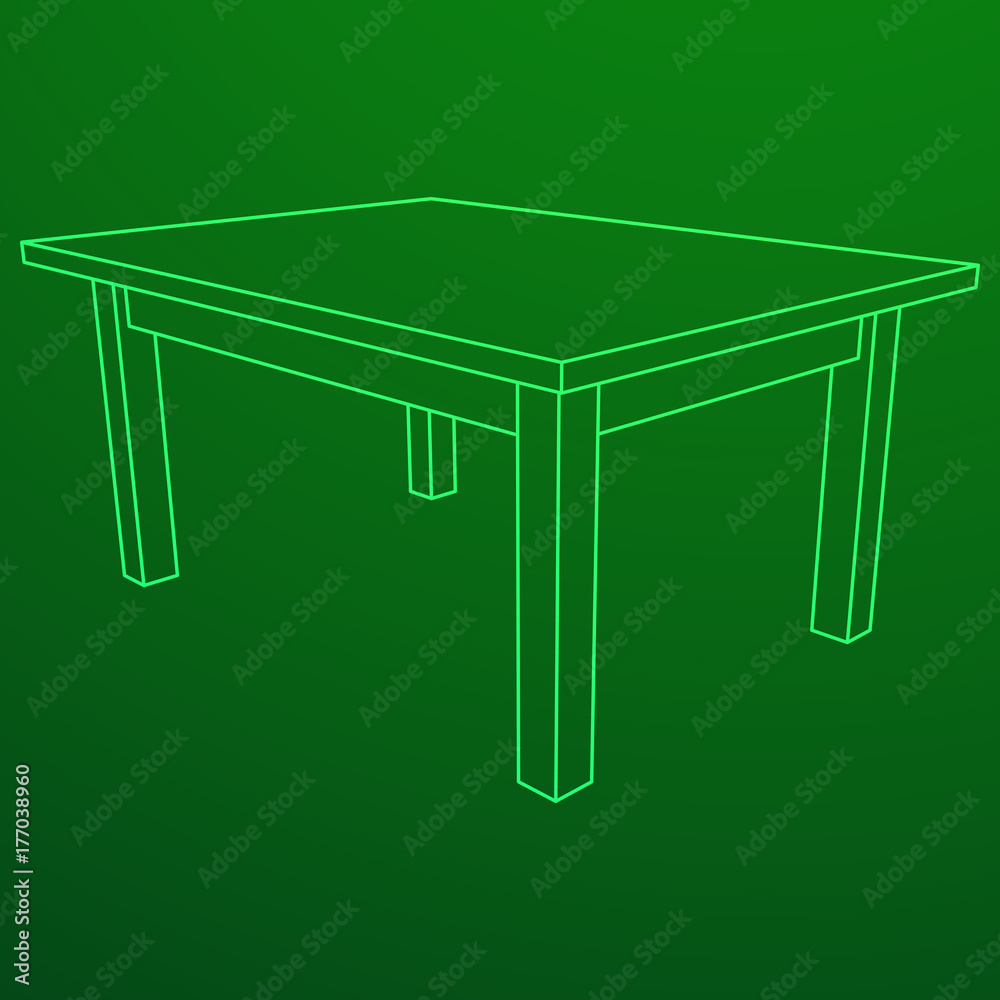 Table furniture wireframe blueprint. Linear outline pedestal vector ...