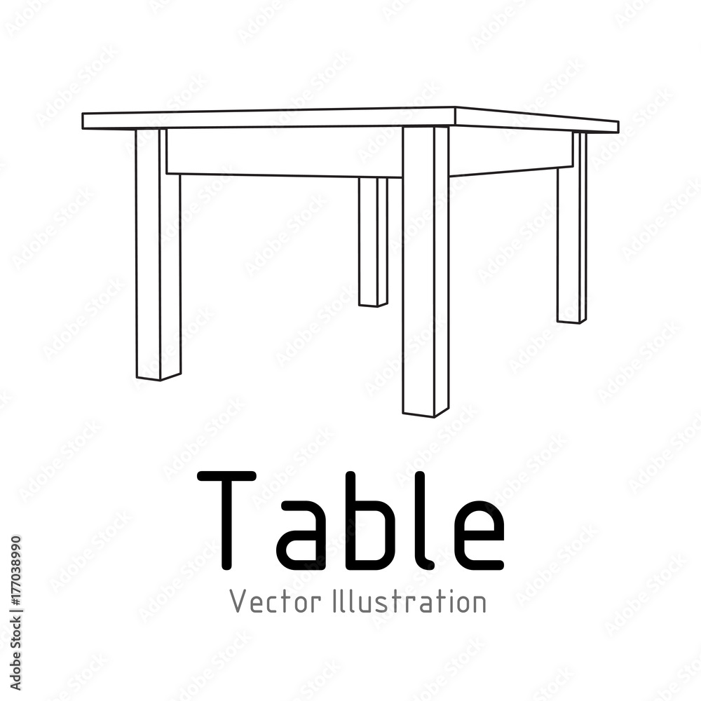 Table furniture wireframe blueprint. Linear outline pedestal vector ...