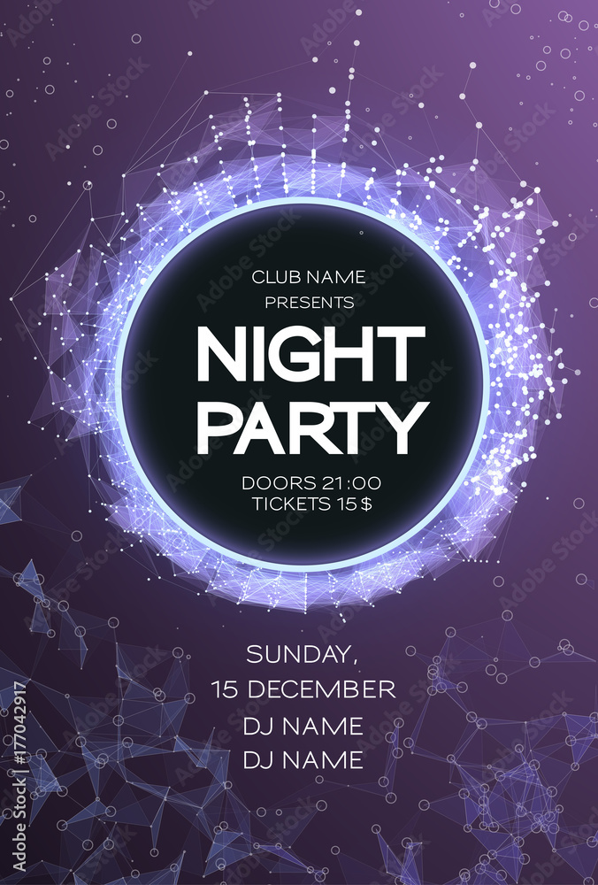 Night Party Dance Poster Background. Event celebration flyer ...