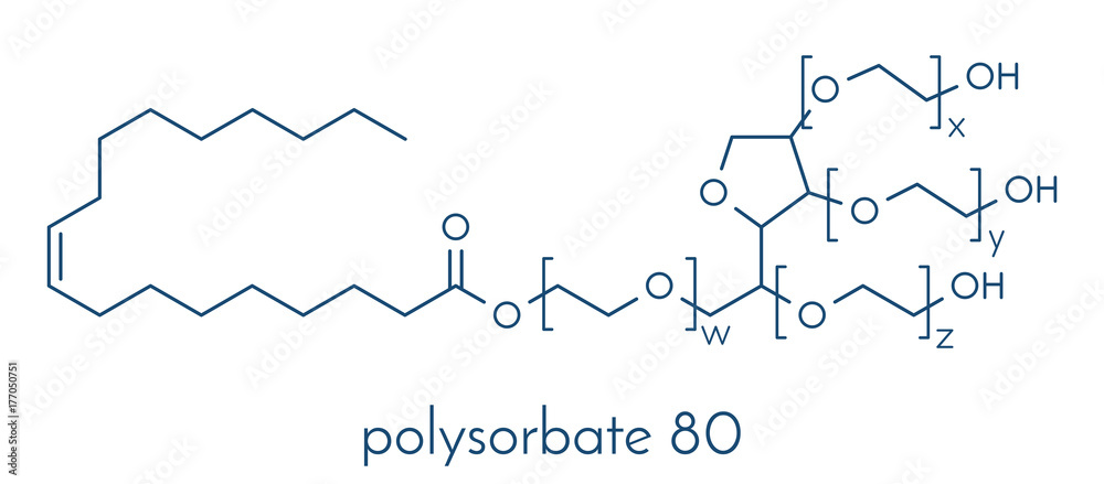Polysorbate 80 surfactant and emulsifier molecule. Used in food (E433 ...