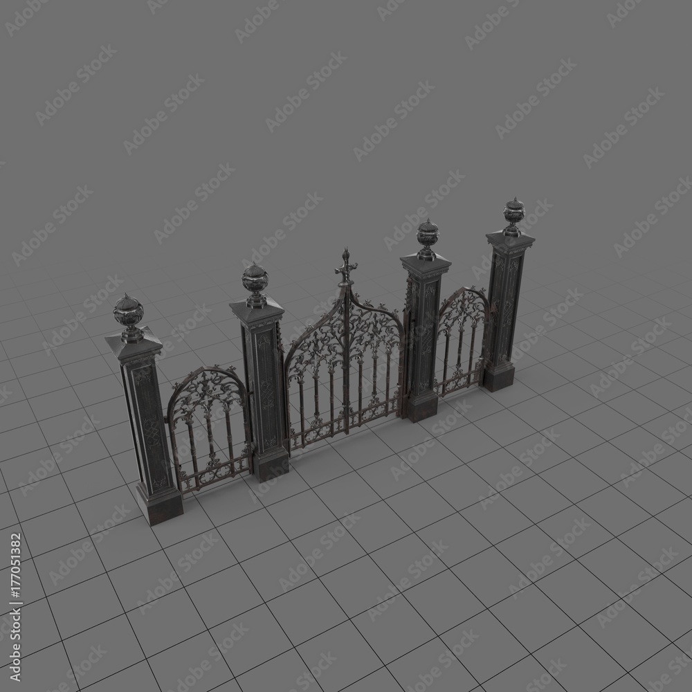 Cemetery gate Stock 3D asset | Adobe Stock