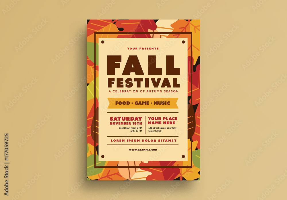 Fall Festival Flyer 2 Stock Template | Adobe Stock