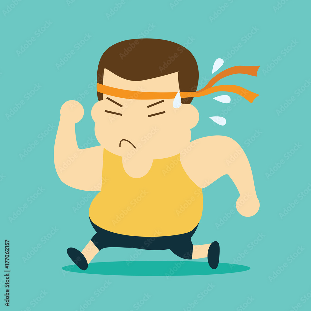 cartoon fat man running Stock Vector | Adobe Stock