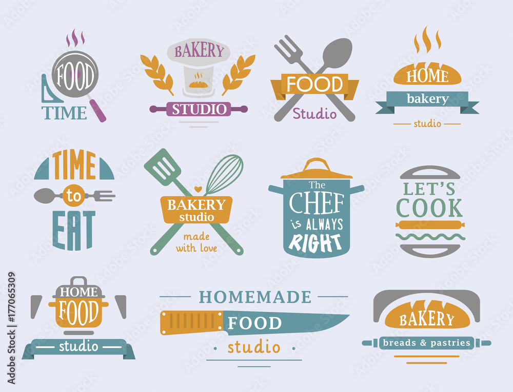 Cooking badge motivation text vector illustration bakery shop food ...