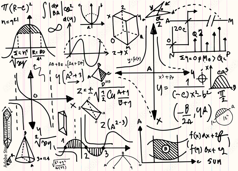 Physical formulas and phenomenon. hand-drawn illustration. science ...