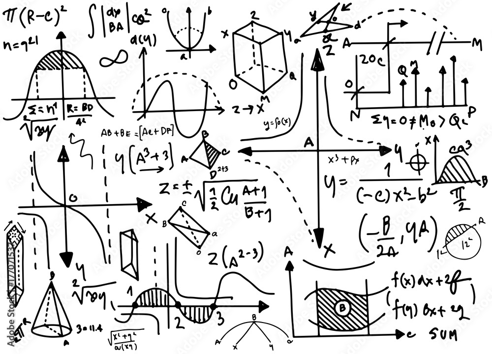 Physical formulas and phenomenon. hand-drawn illustration. science ...