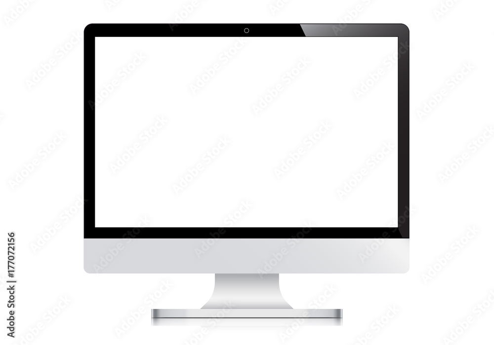 Realistic modern desktop computer isolated on white background. PC ...