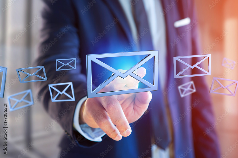 Blue Email symbol displayed on a color background - 3D rendering Stock ...