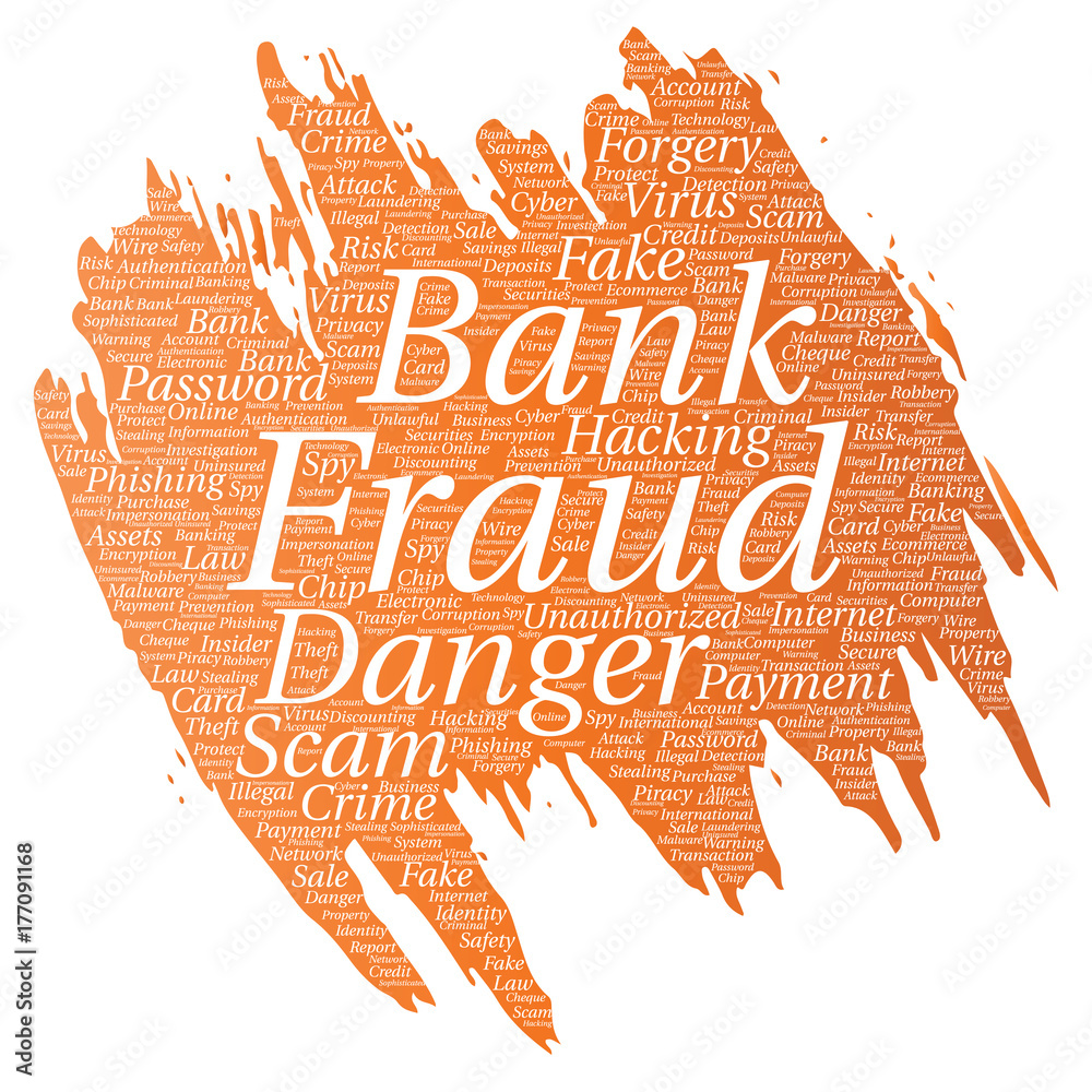 Vector conceptual bank fraud payment scam danger paint brush word cloud ...