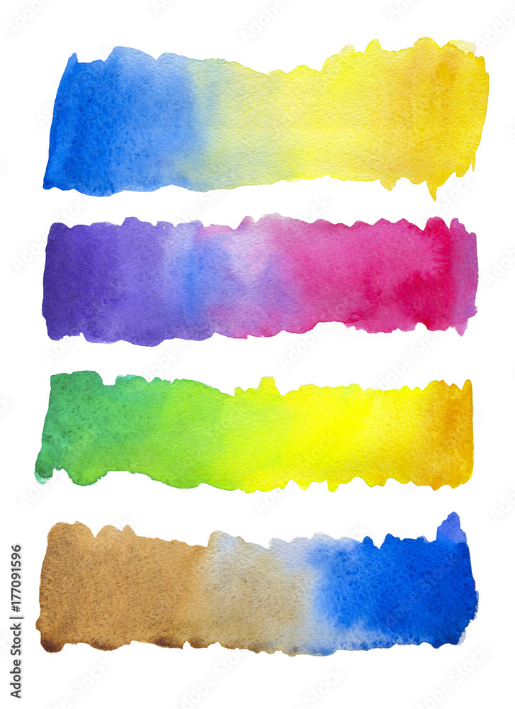 Watercolor hand-drawn gradients of different colors Stock Illustration ...