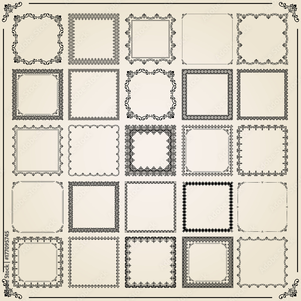 Vintage set of vintage objects. Different square elements for ...