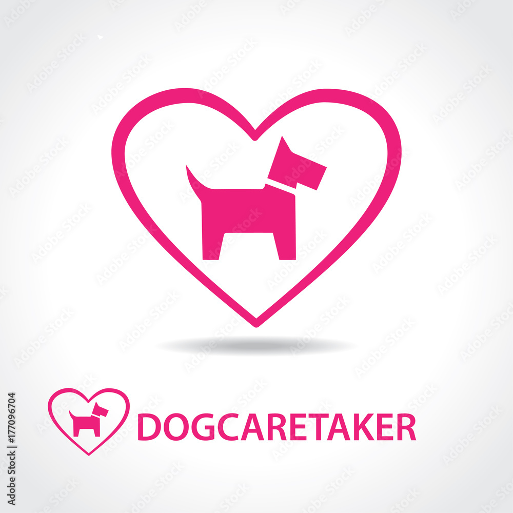 dog inside heart shape, vet logo, pet care logo, dog care taker, dog ...