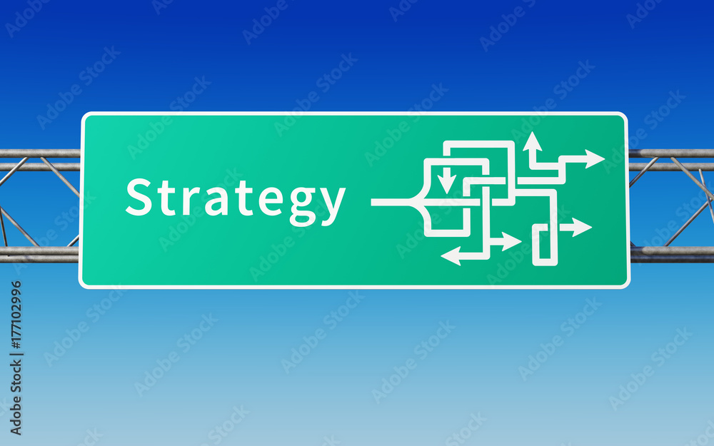 Road sign with multiple paths to strategy Stock Photo | Adobe Stock