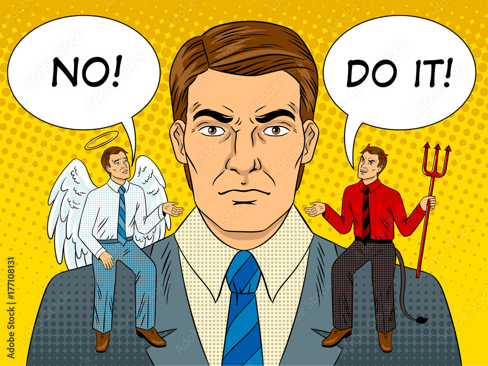 Devil and angel on shoulders pop art vector Stock Vector | Adobe Stock