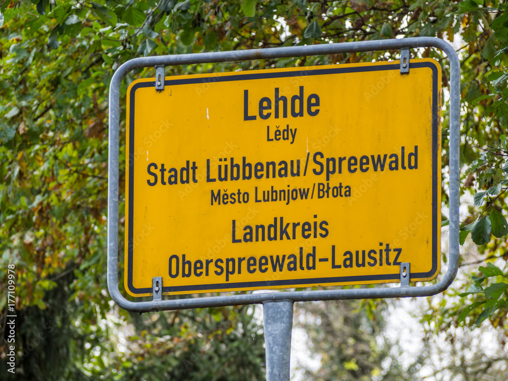 Ortstafel Lehde im Spreewald Stock Photo | Adobe Stock