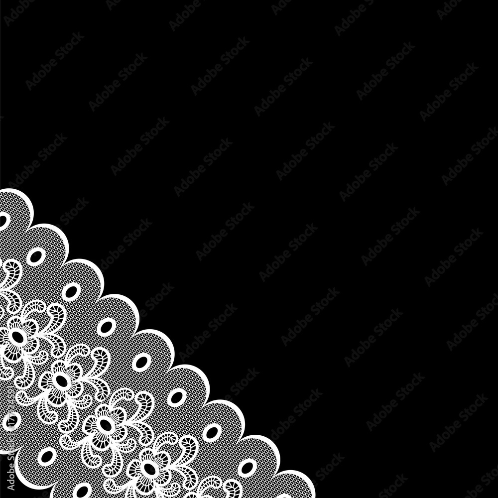 Black background with flower lace corner. Objects grouped and named in ...