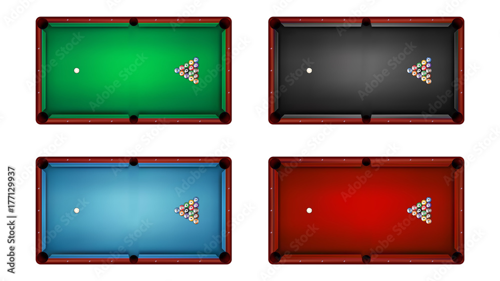 Top view of billiard table and billiard balls, vector illustration ...